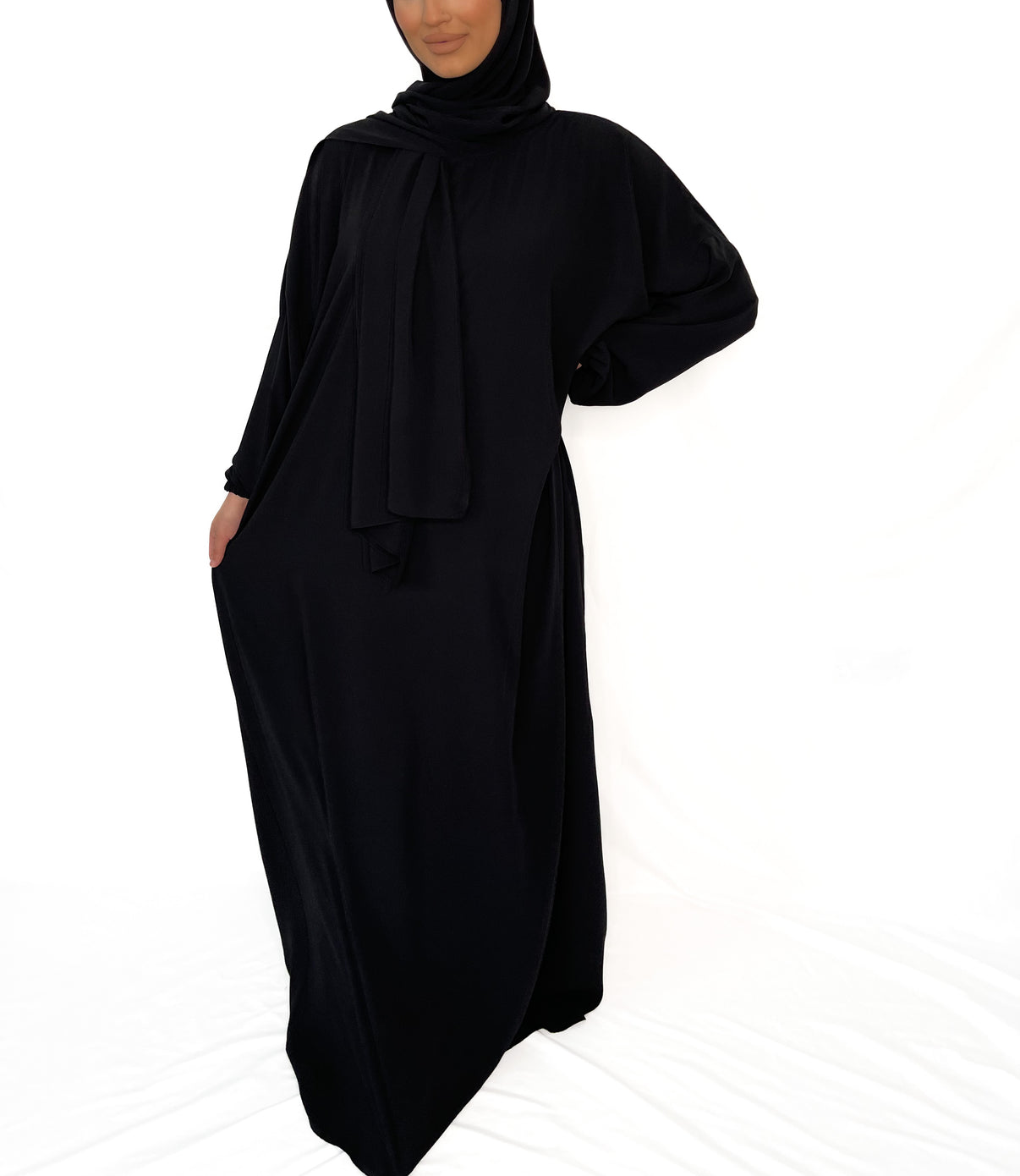 Coal Black Classic One Piece Prayer Abaya – hayaathelabel