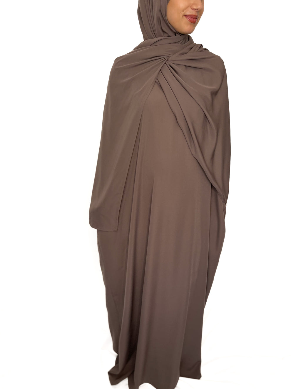 True Taupe Classic One Piece Prayer Abaya – hayaathelabel